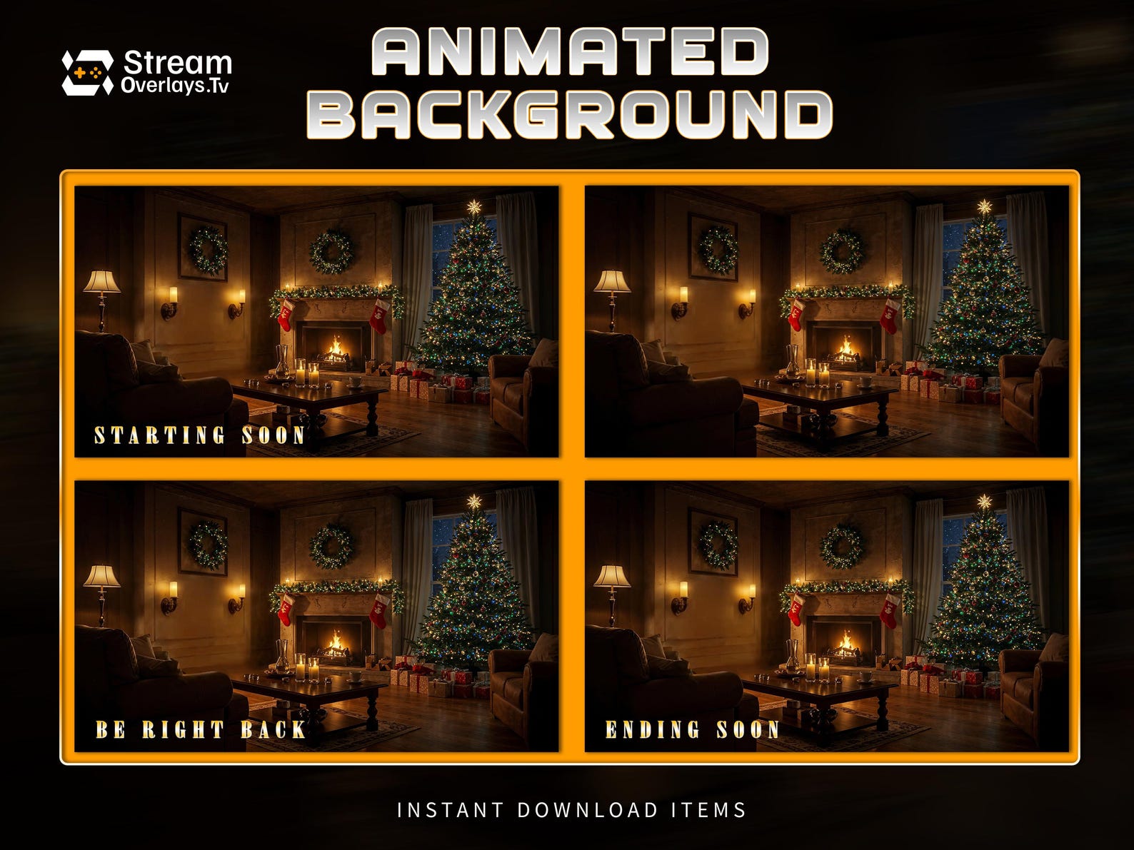 Warm Christmas Cozy Room Animated Background Screen | Detailed ...