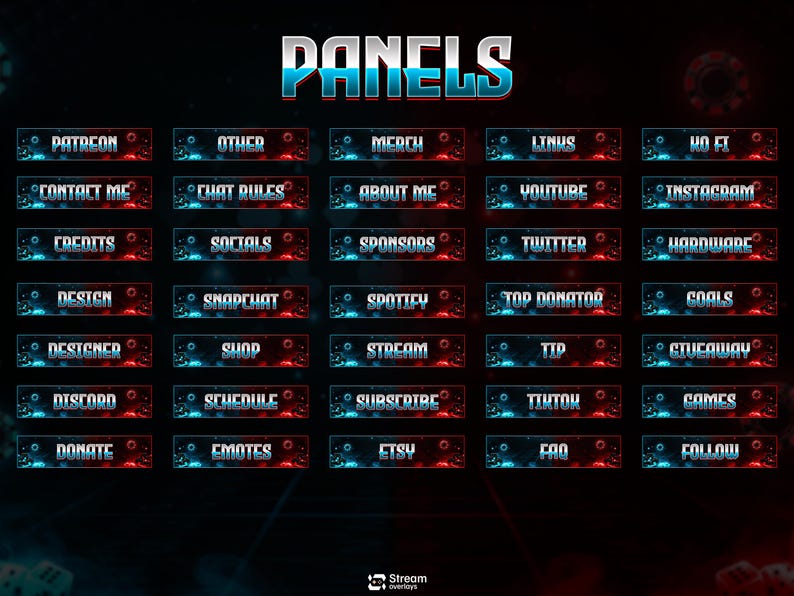 Poker Cards Stream Overlay Pack | Kick Stream | Card Game | Red Blue ...