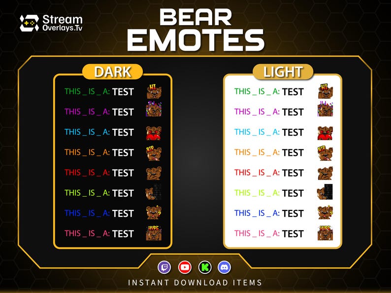 Bear Twitch Emotes Pack 12x | Cute Bear Emoji Pack | Gamer Bear Emotes ...