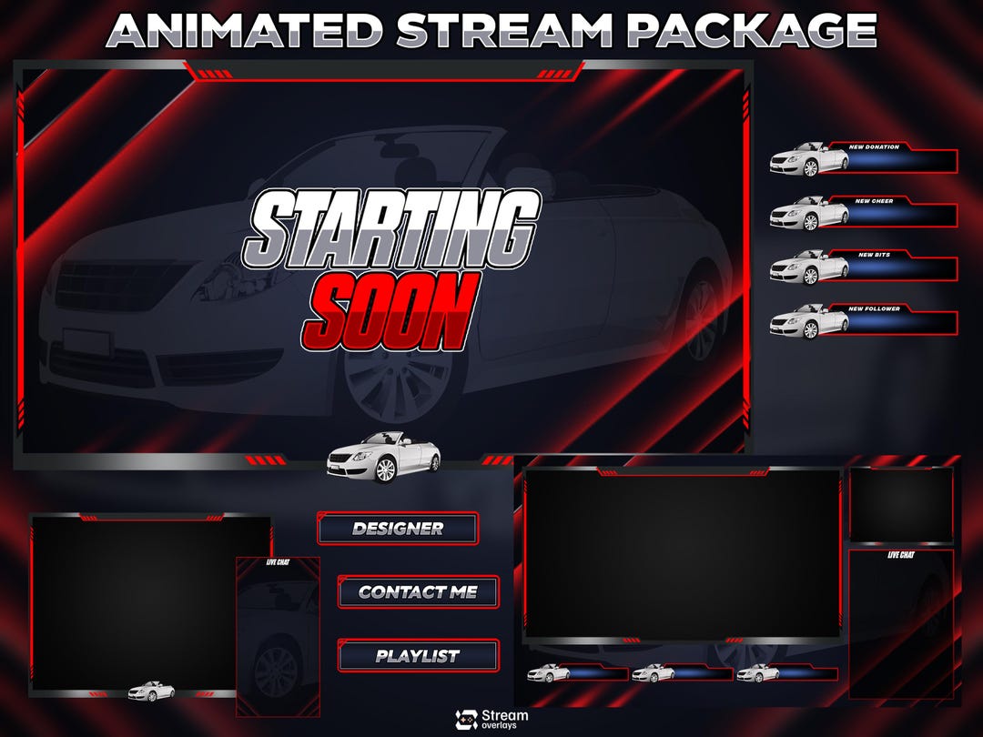 Car Overlay Pack | Animated Racing Stream Screens | Sport Car Theme ...
