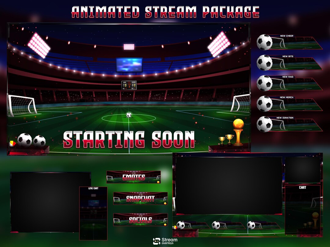 Football Stream Overlay Pack | Animated Soccer Stream Screens | Sport ...
