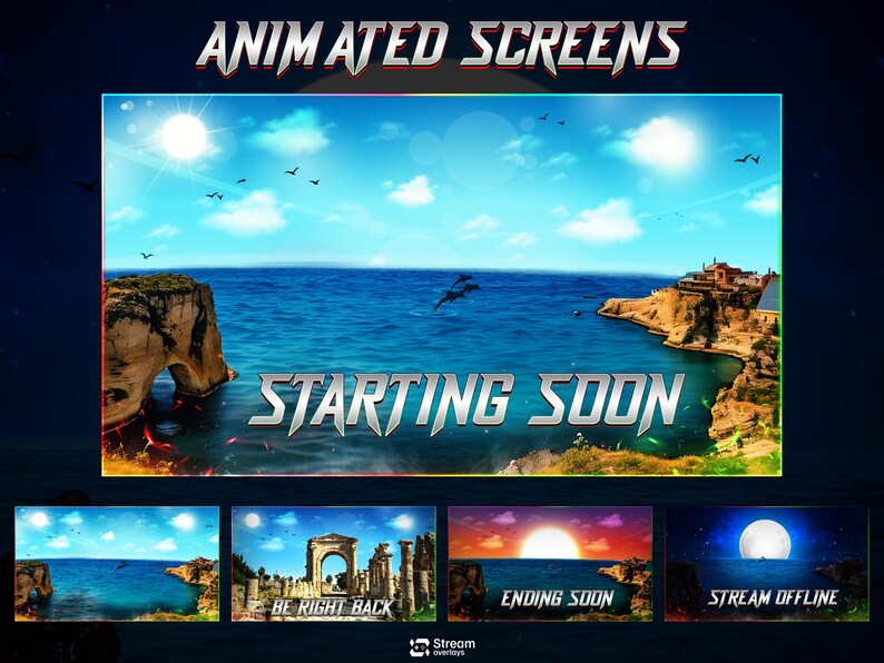 Ocean Twitch Overlay Pack | Sea Stream | Nature Stream Art | Starting ...