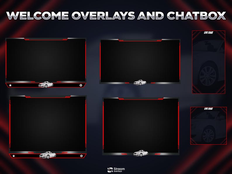 Car Overlay Pack | Animated Racing Stream Screens | Sport Car Theme ...