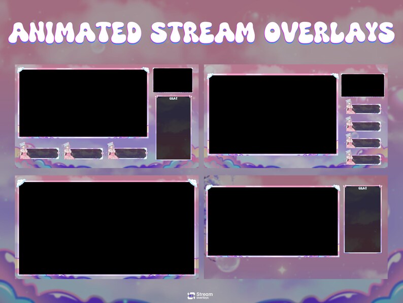 Pastel Sky Clouds Stream Package | Kawaii Anime Fantasy Twitch Overlays ...