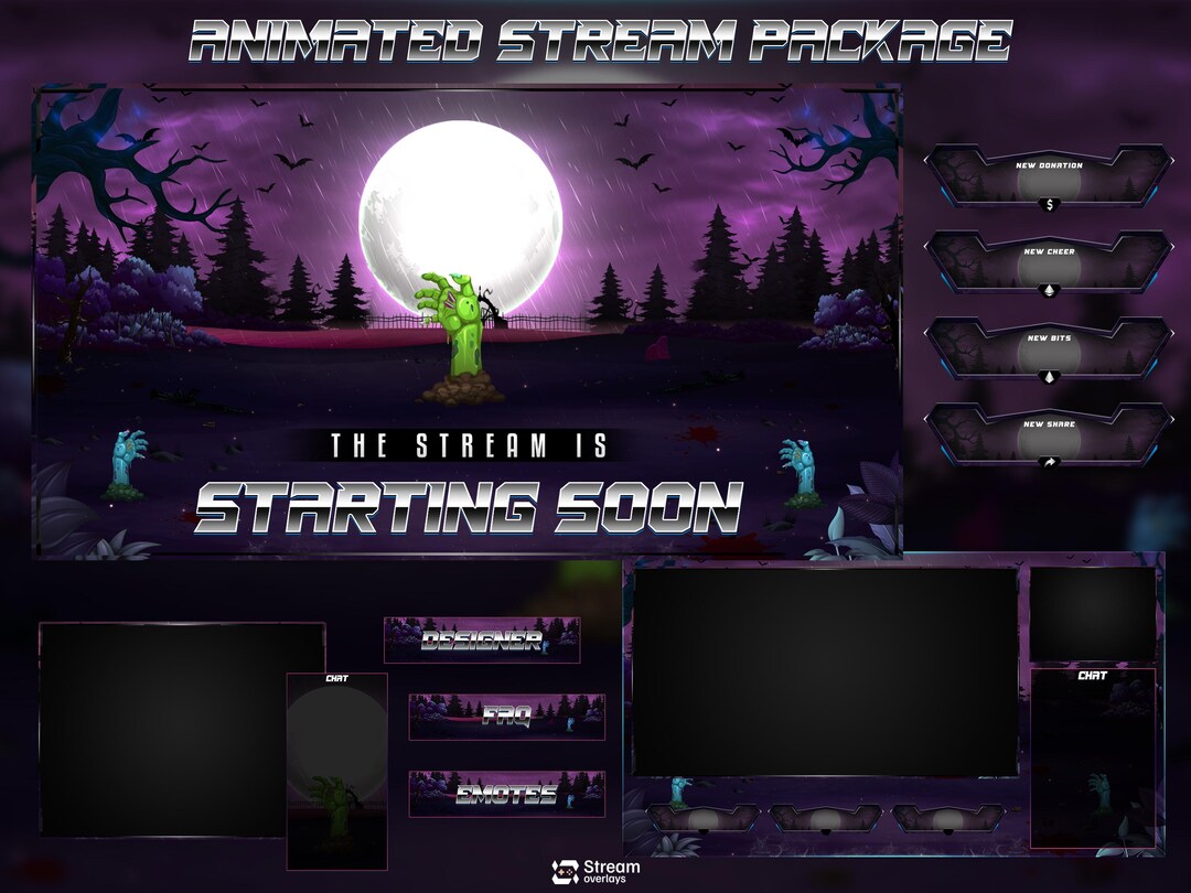 Zombie Twitch Overlay | Starting Soon BRB & Alerts | Animated Scenes ...