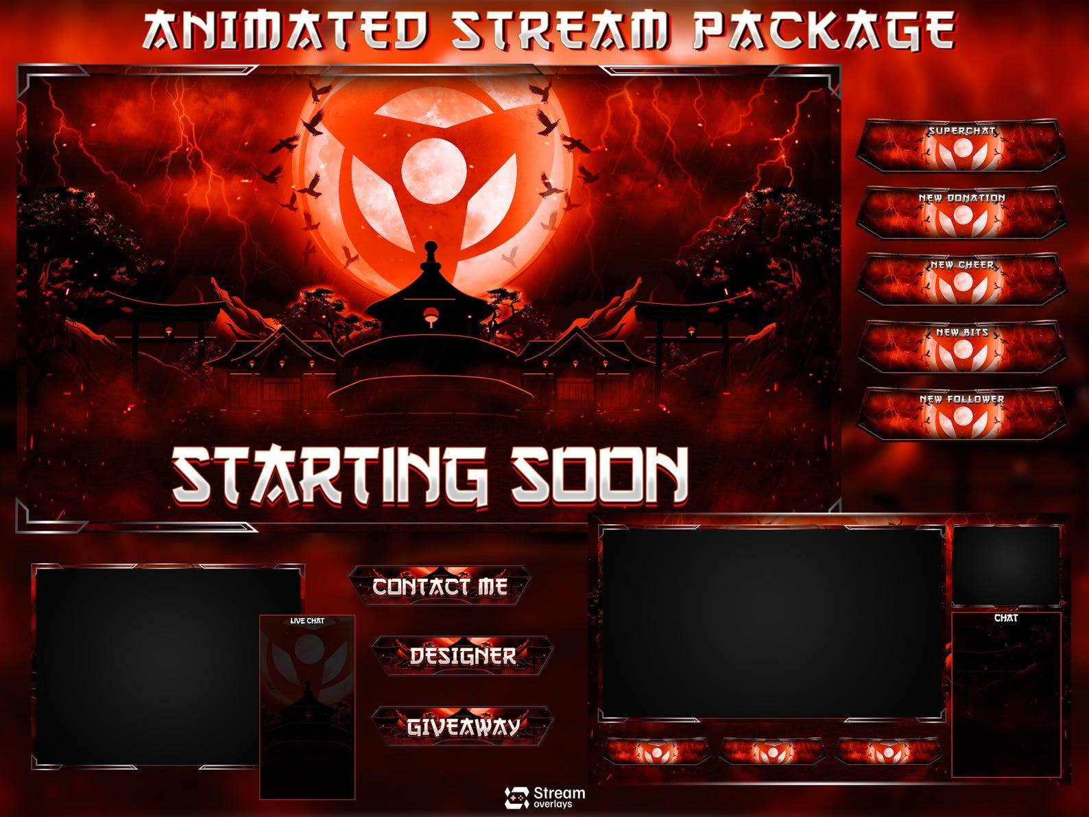Dark Anime Twitch Overlay | Animated Samurai Theme | Warrior Stream ...
