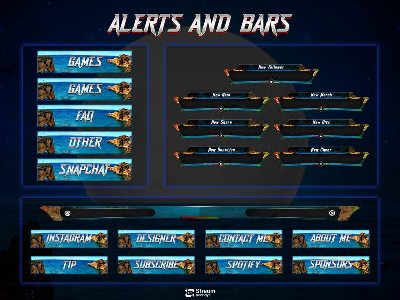 Ocean Twitch Overlay Pack | Sea Stream | Nature Stream Art | Starting ...