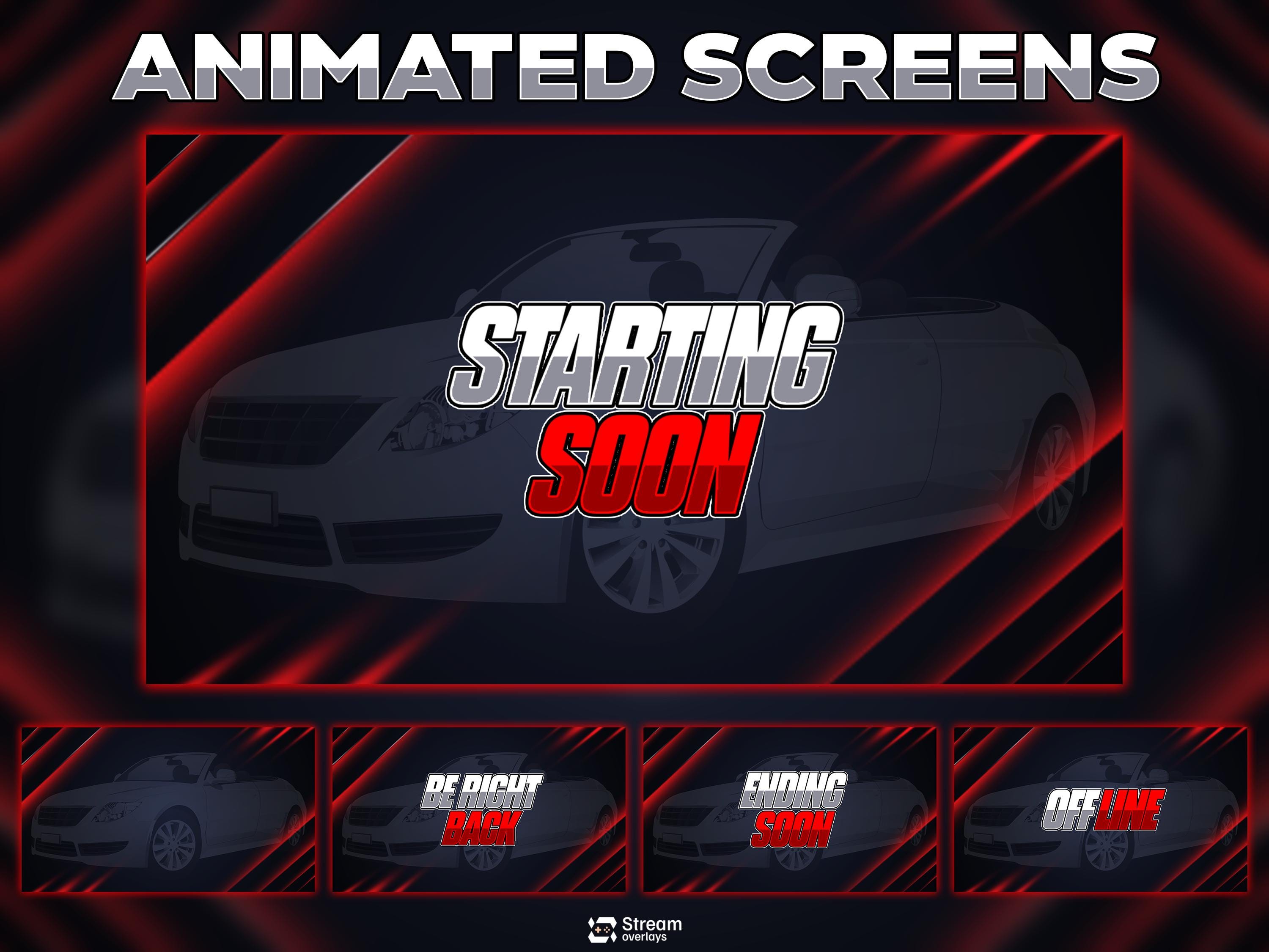 Car Overlay Pack | Animated Racing Stream Screens | Sport Car Theme ...