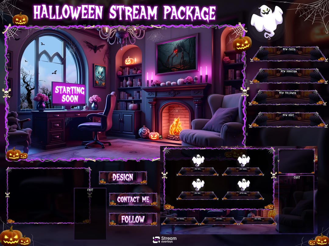 Animated Halloween Twitch Stream Pack, Spooky Halloween OBS Overlay ...