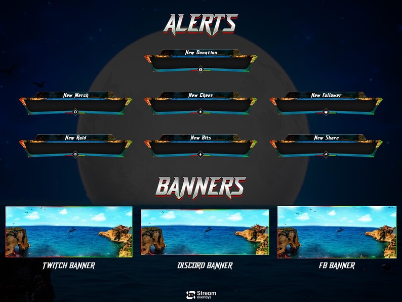 Ocean Twitch Overlay Pack | Sea Stream | Nature Stream Art | Starting ...