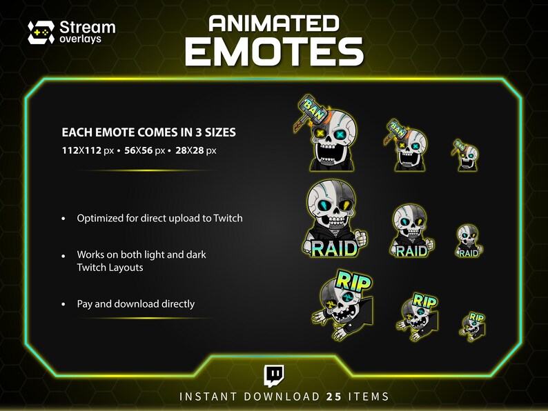 25x Cyborg & Skull Emotes | Animated + Static Twitch Emotes ...