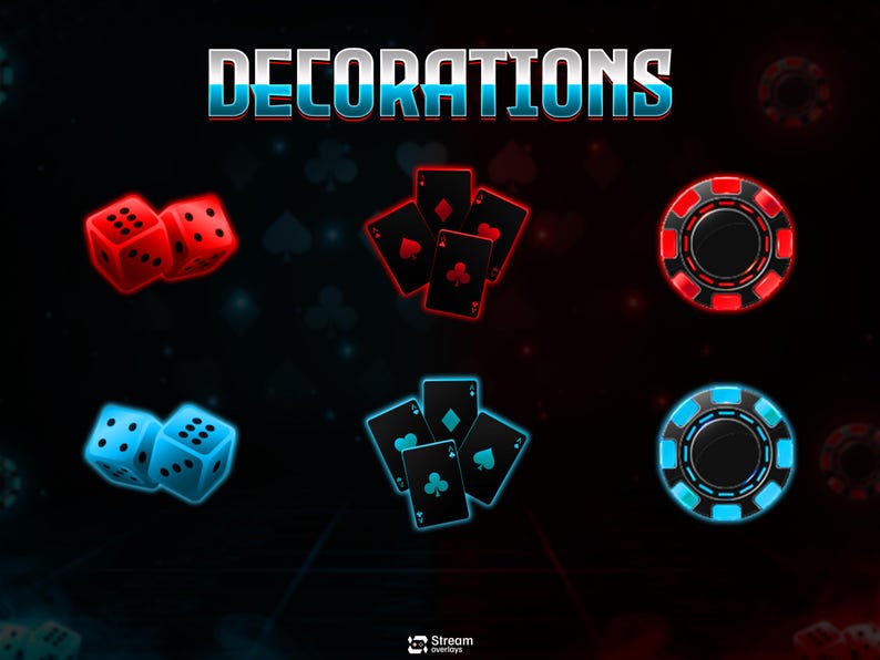 Poker Cards Stream Overlay Pack | Kick Stream | Card Game | Red Blue ...