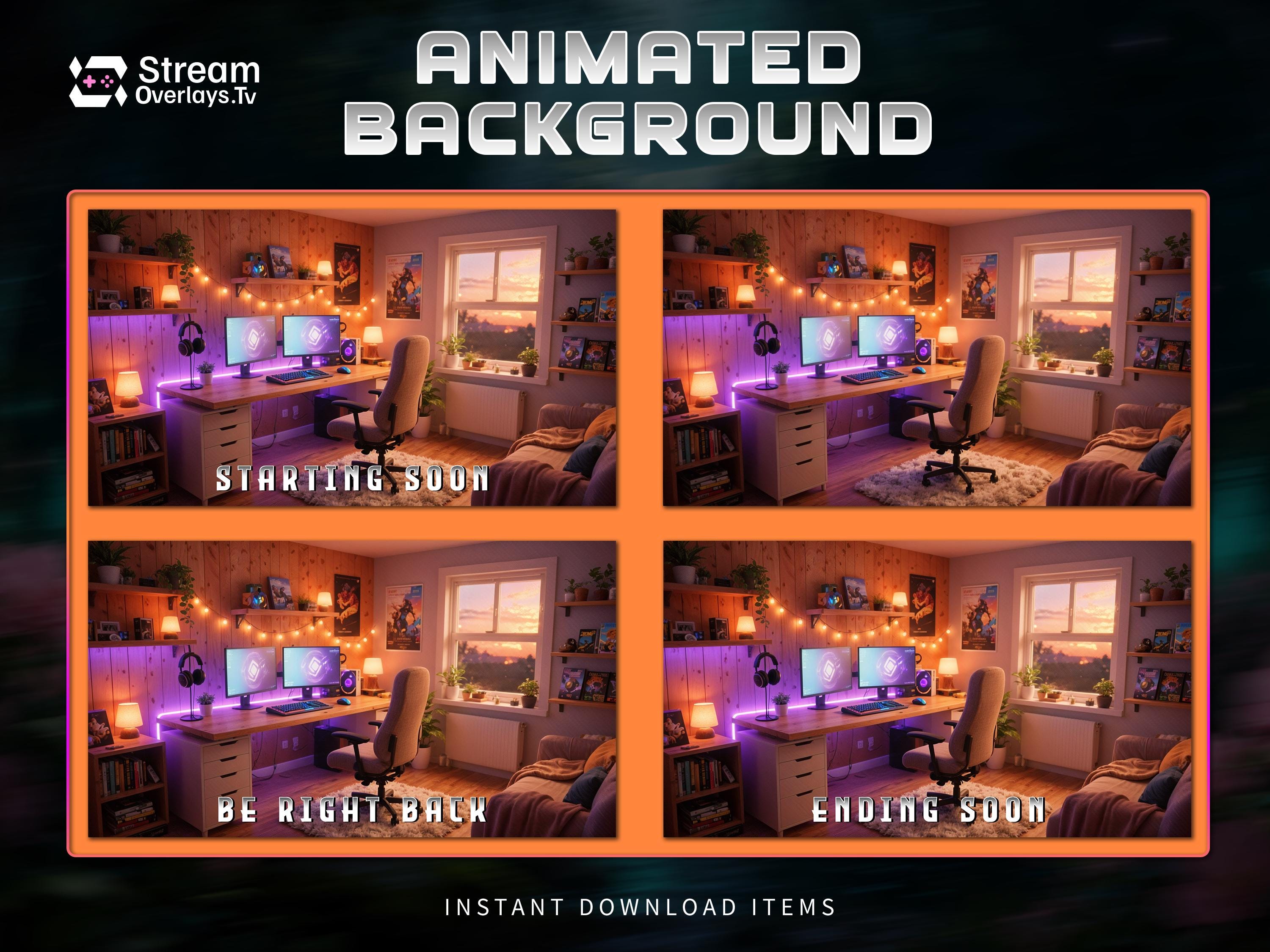 Cozy Neon Gaming Room Animated Background Screen, Stream Overlay ...