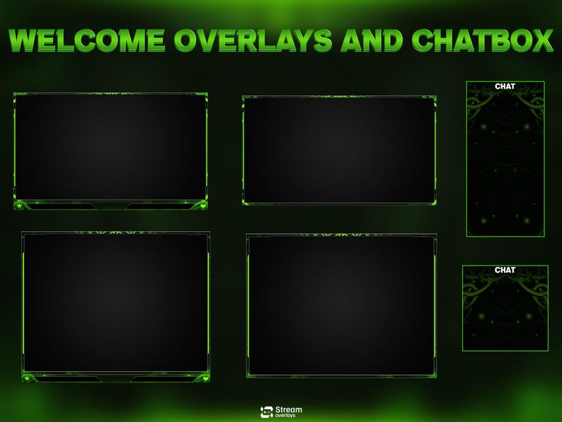 Fantasy Stream Overlay | Green Twitch Overlays | Animated Scenes ...