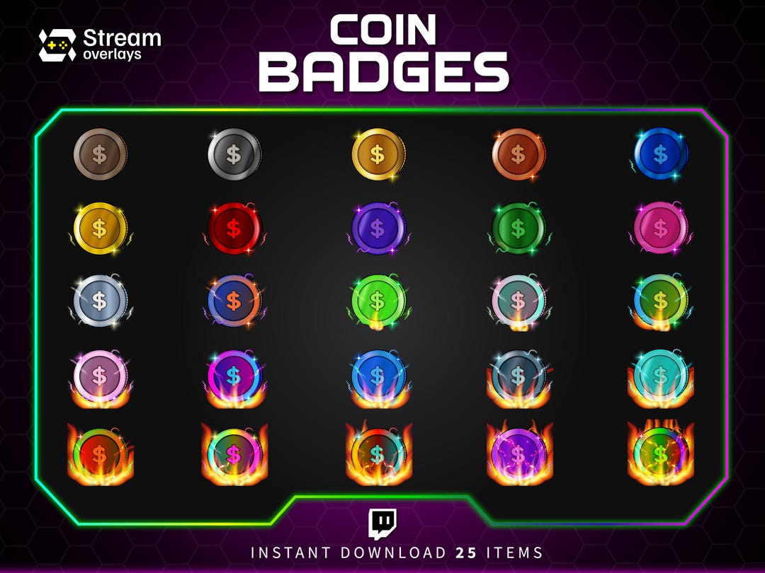 Coin Twitch Sub Badges, Dollar Currency Channel Points (digital ...