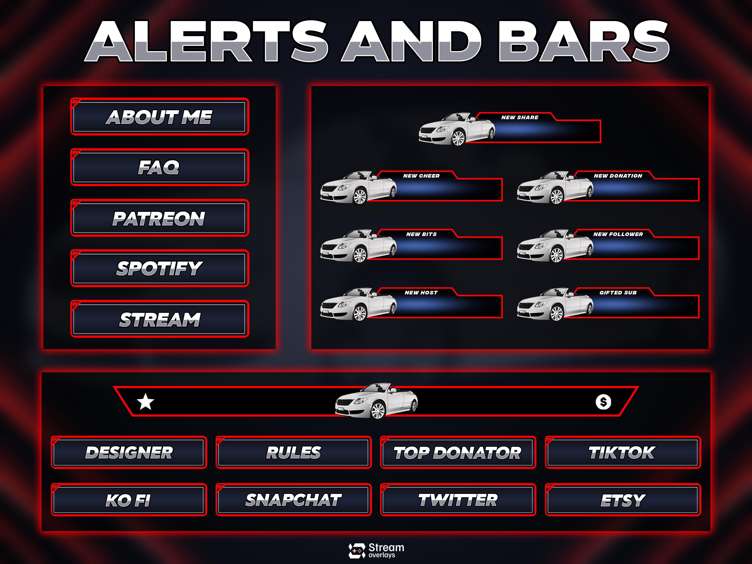 Car Overlay Pack | Animated Racing Stream Screens | Sport Car Theme ...