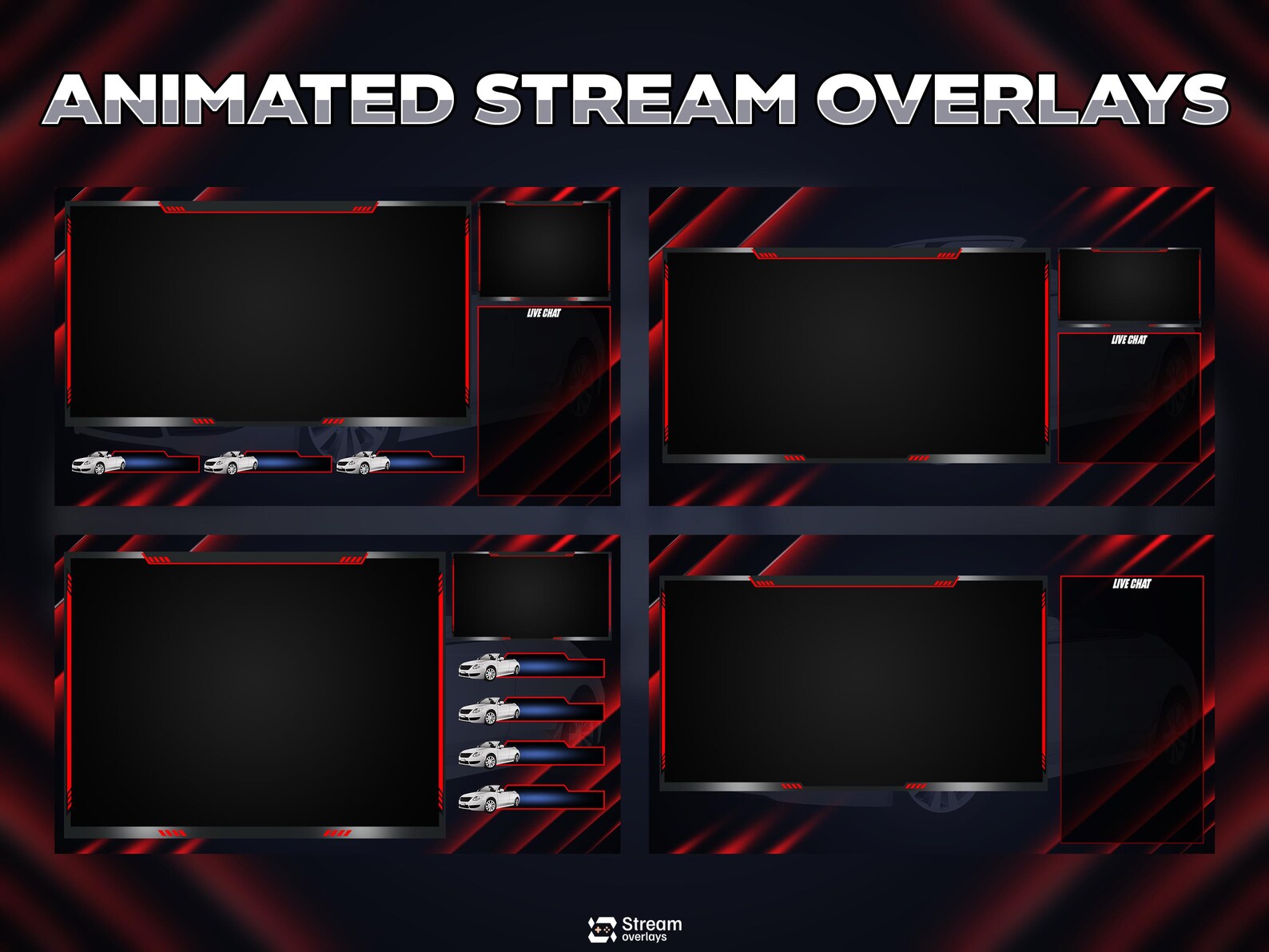 Car Overlay Pack | Animated Racing Stream Screens | Sport Car Theme ...