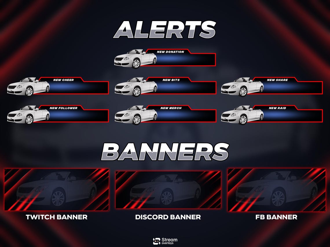Car Overlay Pack | Animated Racing Stream Screens | Sport Car Theme ...