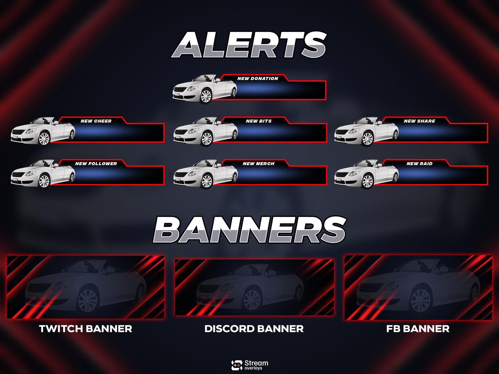 Car Overlay Pack | Animated Racing Stream Screens | Sport Car Theme ...