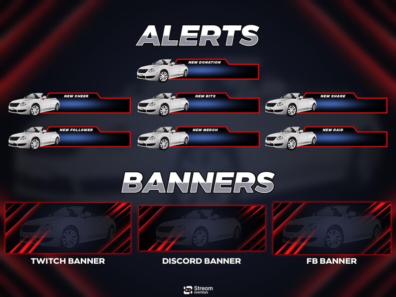 Car Overlay Pack | Animated Racing Stream Screens | Sport Car Theme ...