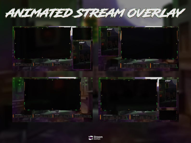 Biker Stream Overlay Package, Motorcycle Theme, Dark Night City Twitch ...