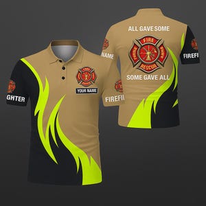 Custom Firefighter Polo Shirt – Personalized Fire Rescue Uniform With ...