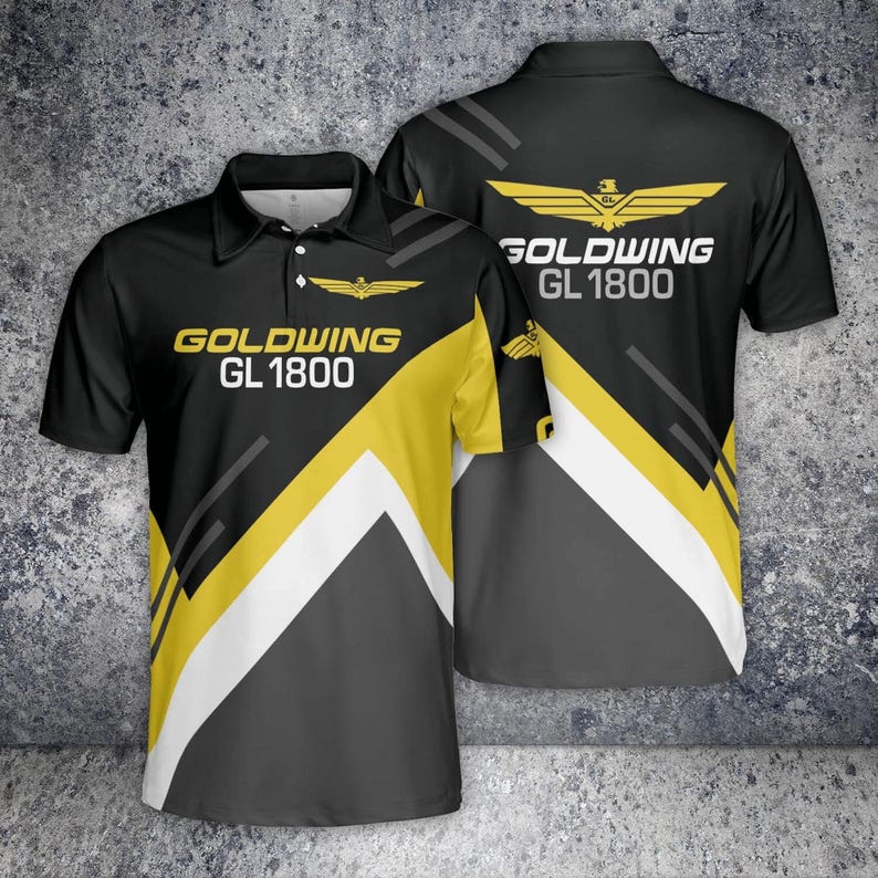 Goldwing GL1800 Polo Shirt – Motorcycle Rider Shirt With Bold Black and ...
