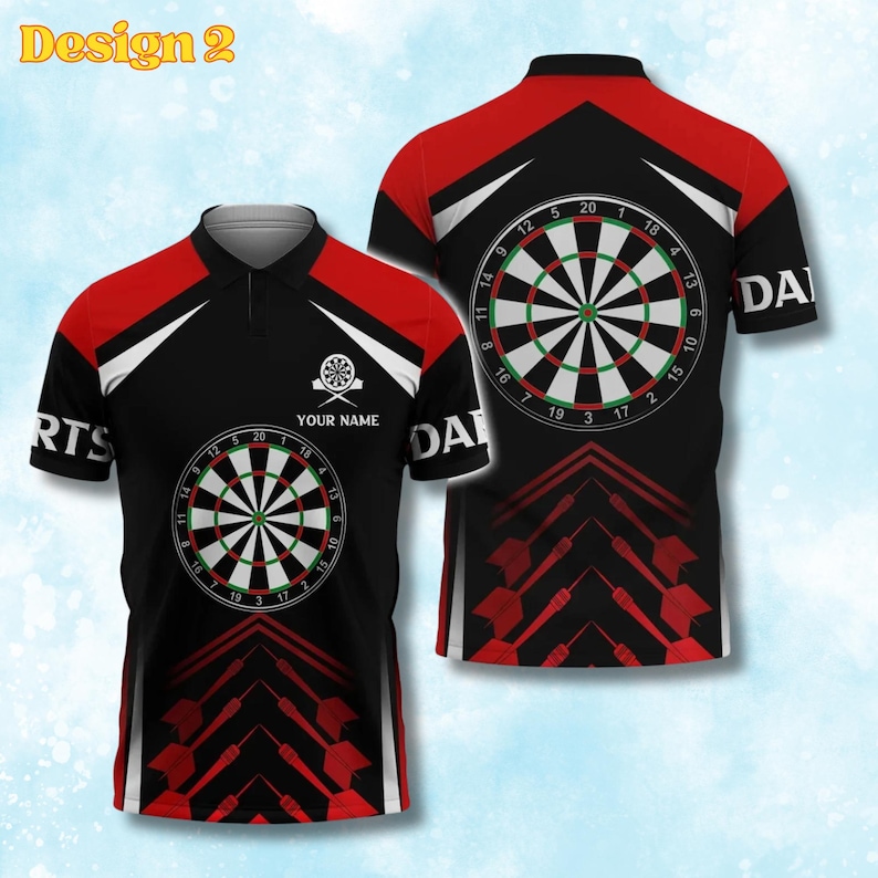 Personalized Darts Polo Shirt, 3D Dartboard Pattern, Dart Enthusiast ...