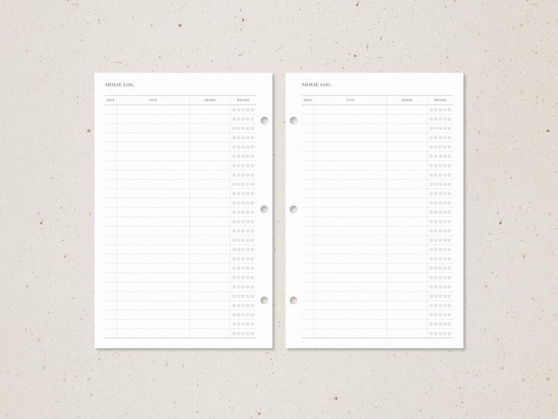 Half Letter | Simple Movie Log Sheet for Film Lovers - Etsy