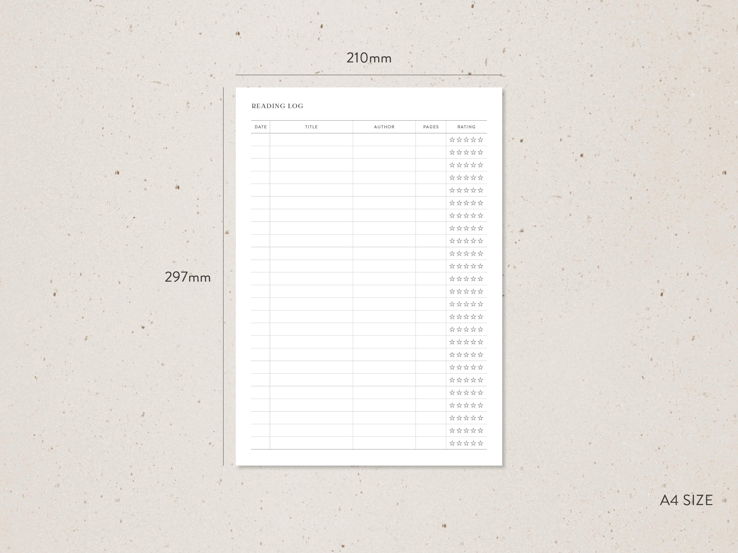A4, US Letter | Reading Log Printable for Book Tracking & Reviews - Etsy