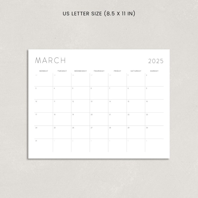 2025, 2026 Landscape Calendar | Minimalist Monthly Wall Planner | A4 ...