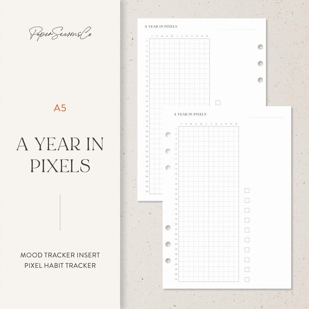 A5 | A Year in Pixels | Mood & Habit Tracker | Printable Insert - Etsy