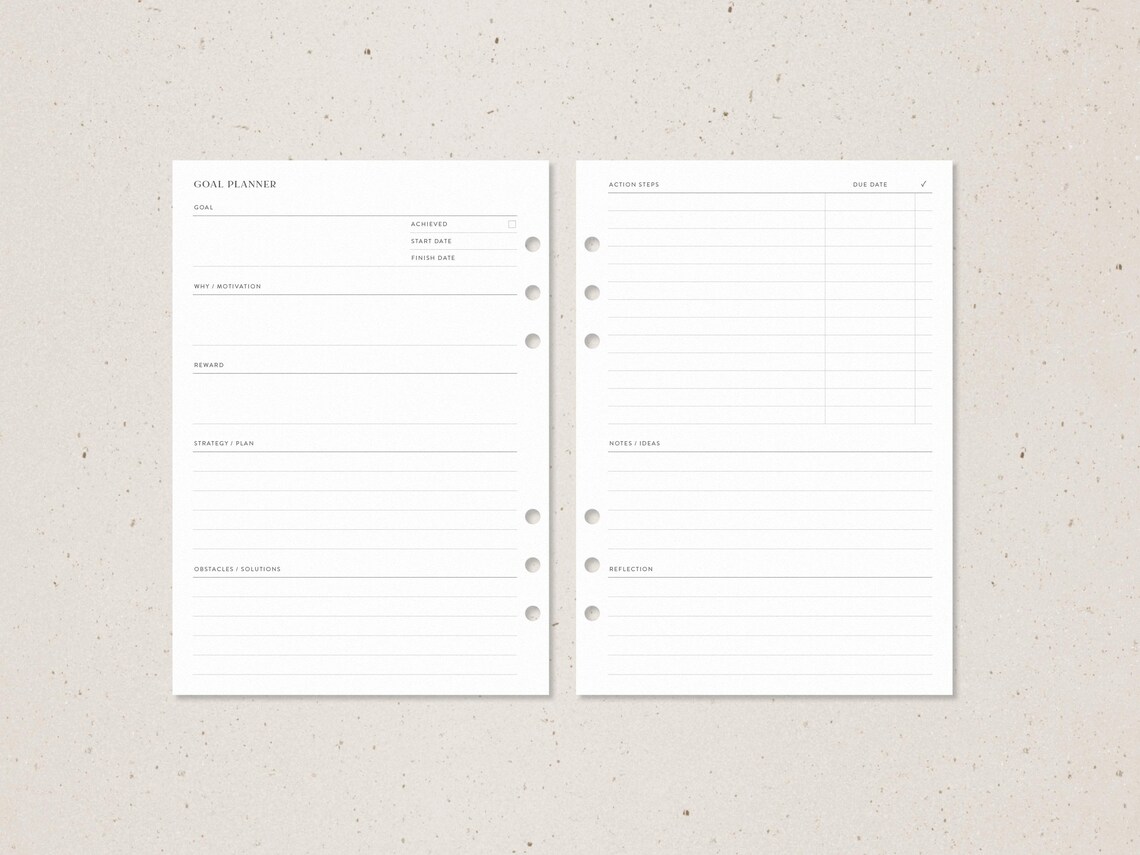 A5 | 2-page Goal Setting Insert With Motivation & Plan - Etsy