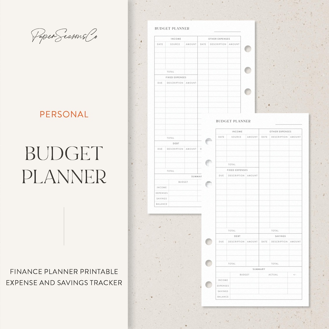 Personal | Budget Planner Insert | Expense, Savings & Debt Tracker - Etsy