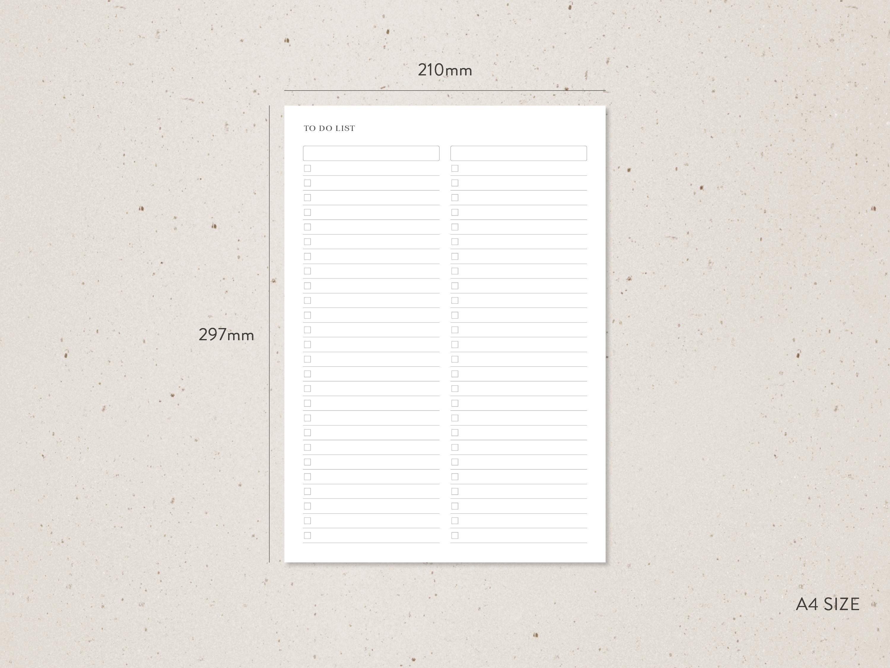A4, US Letter | Minimal to Do List Insert With Two Columns - Etsy