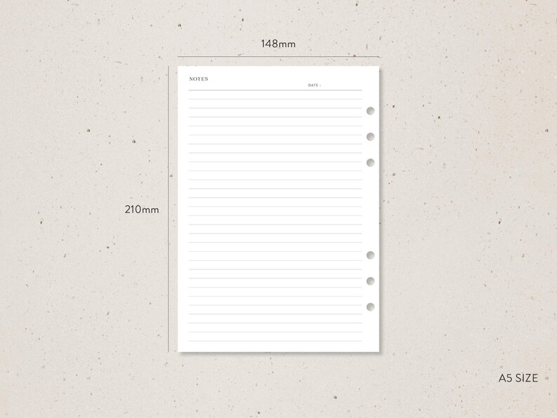 A5 | Lined Notes Planner Insert, Stationery Note Paper Refill - Etsy