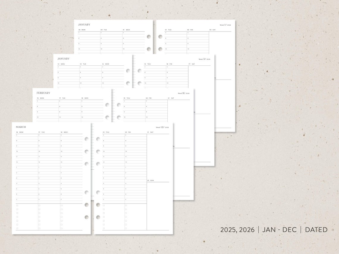Personal Wide | 2025-2026 Weekly Planner Refill, Spacious Weekly View ...