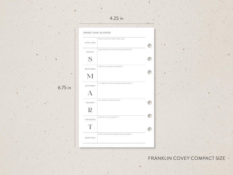 FC Compact | SMART Goal Planner Insert | Goal Setting & Productivity ...