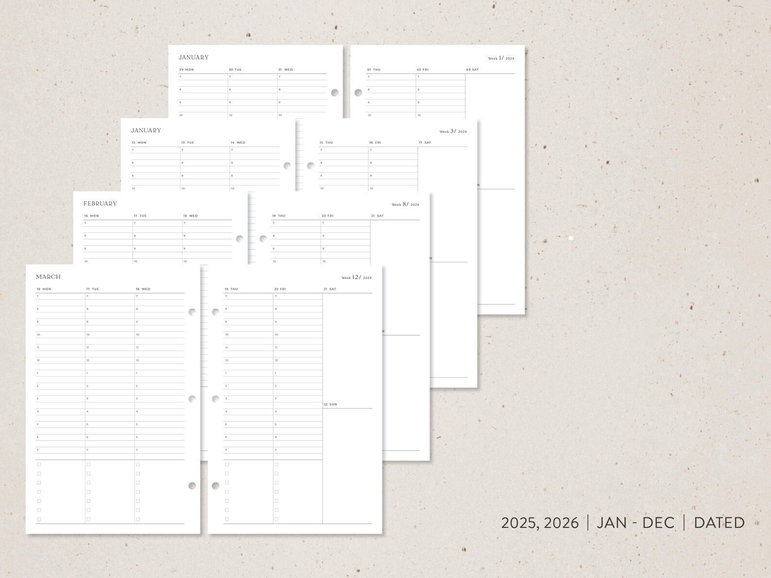 Half Letter | 2025-2026 Weekly Planner Printable, Two Page Weekly With ...