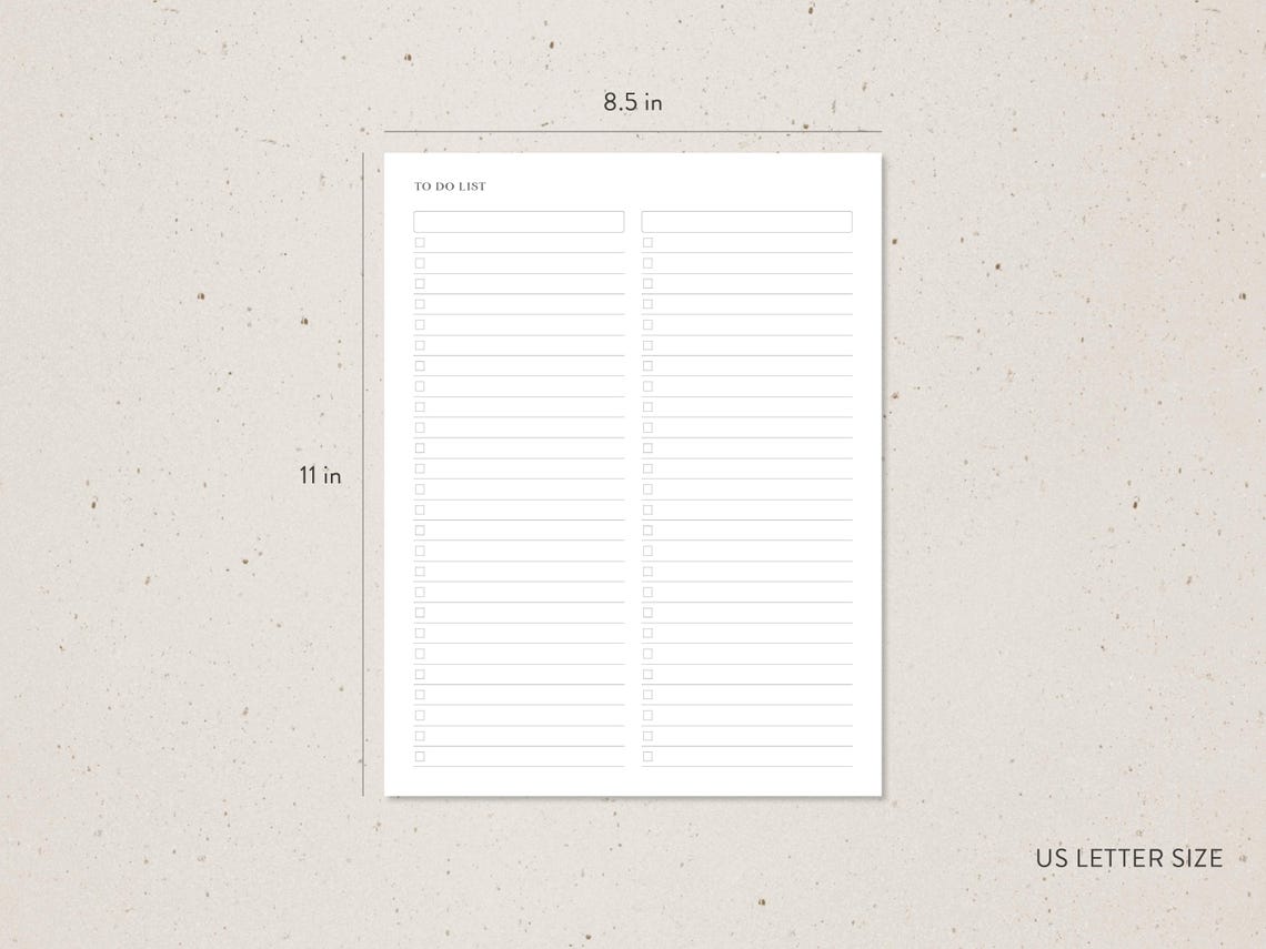 A4, US Letter | Minimal to Do List Insert With Two Columns - Etsy