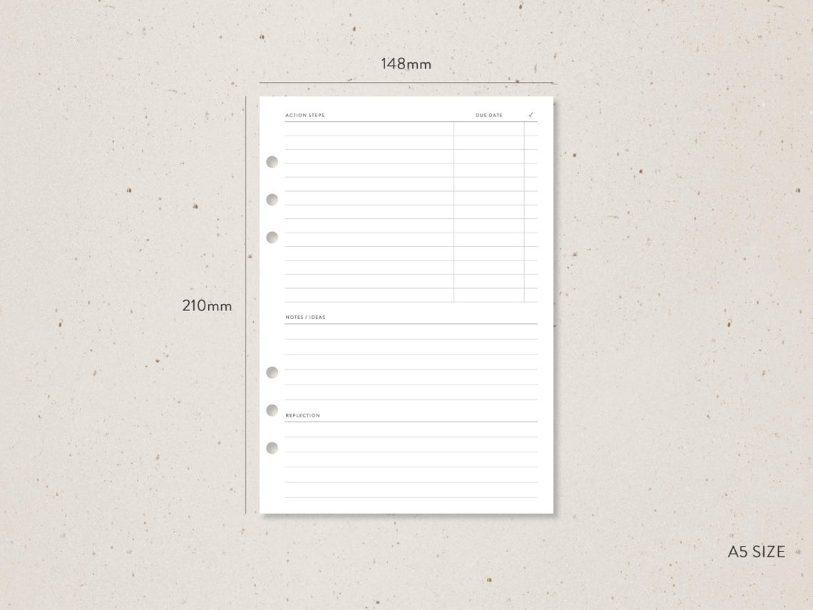 A5 | 2-page Goal Setting Insert With Motivation & Plan - Etsy