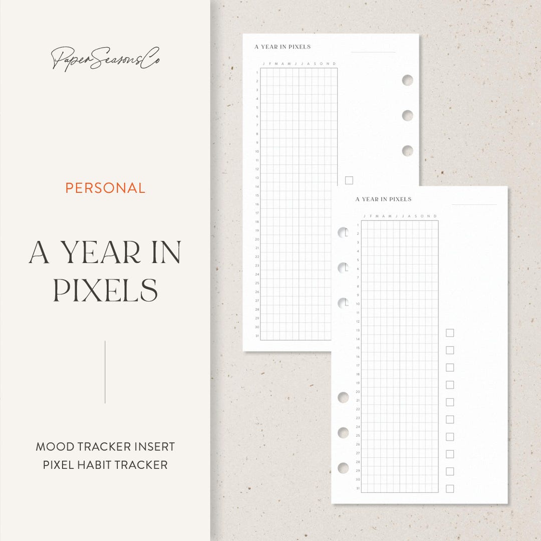 Personal | A Year in Pixels | Mood & Habit Tracker | Printable Insert ...