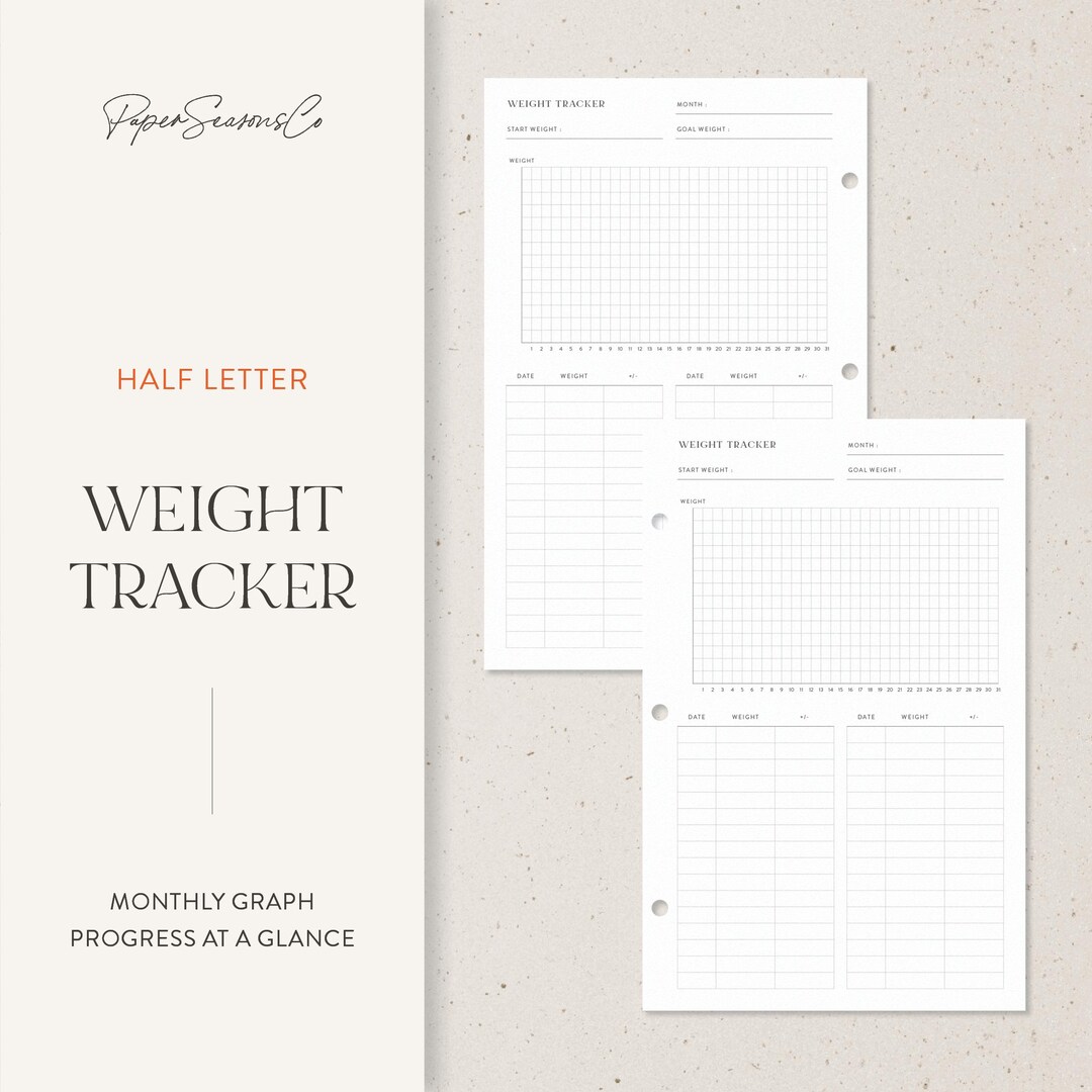 Half Letter | Weight Goal Planner With Grid and Measurement Log - Etsy