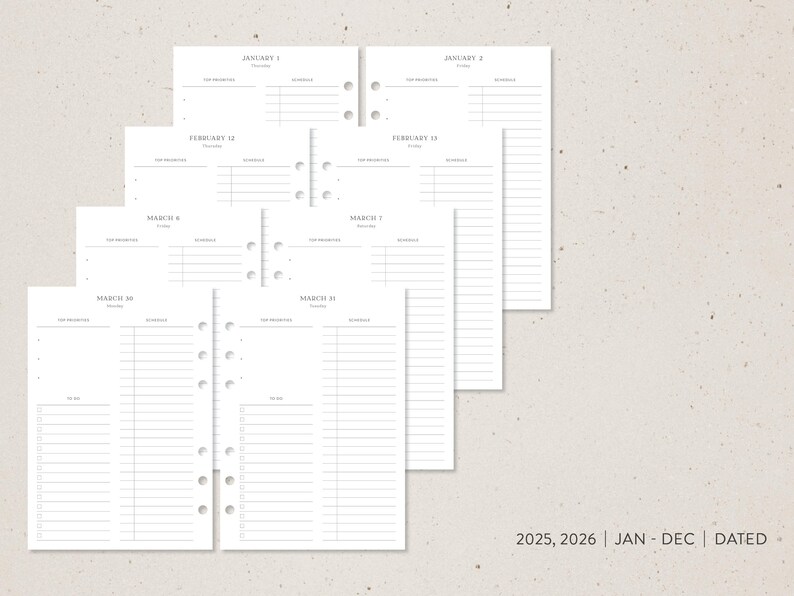Personal Wide | 2025-2026 Daily Planner Refill, Spacious Layout With To ...
