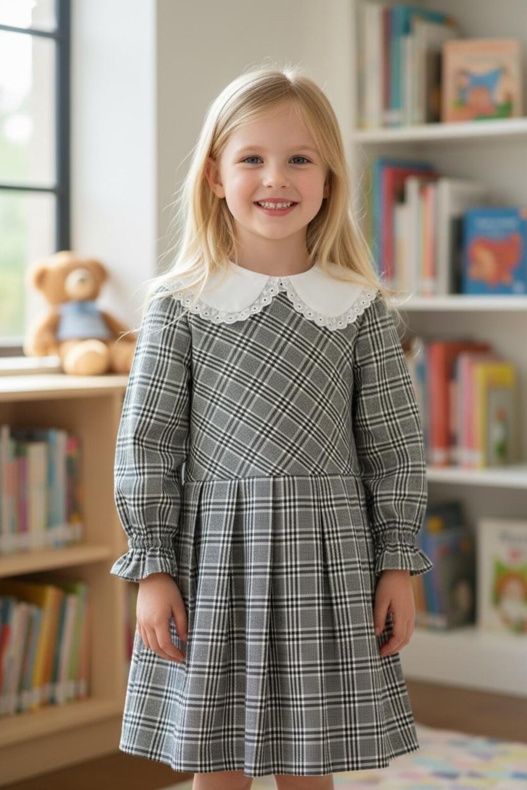 Parisian Check Girls Dress, 100% Cotton, Fully Lined, Winter Plaid ...
