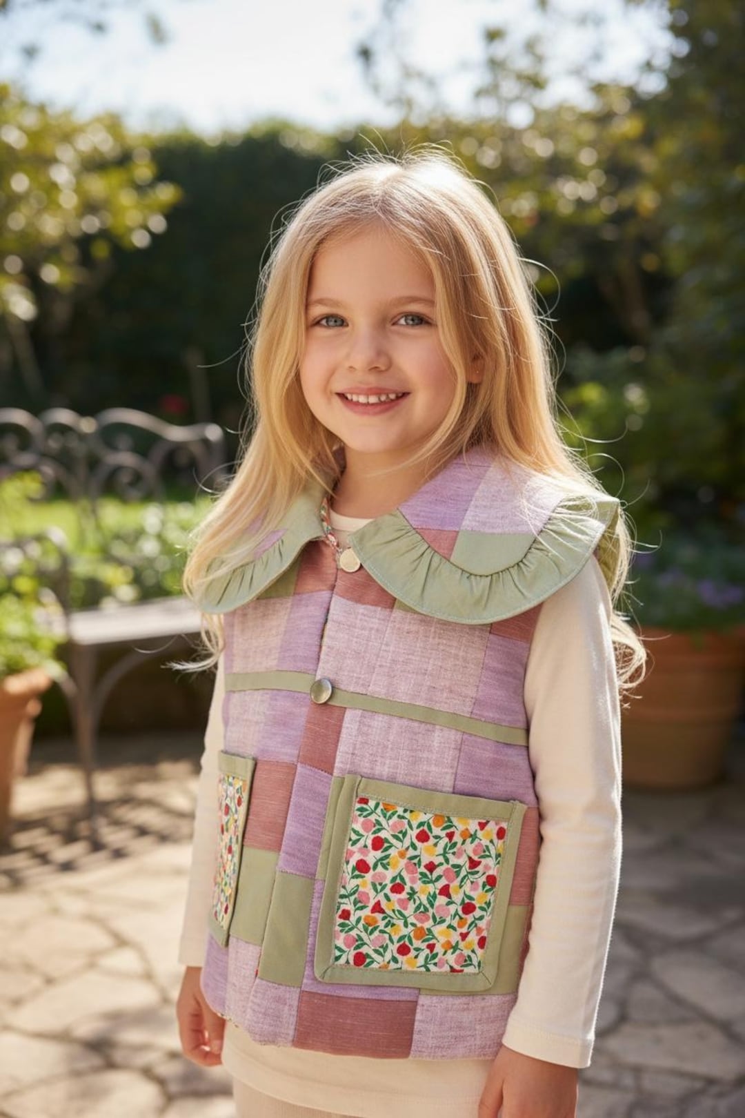Lavender Patchwork Kids Vest, Organic Cotton, Limited Edition, Heirloom ...