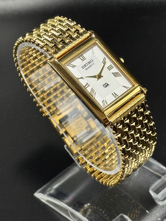 Vintage Seiko Slim Tank Japanese Wrist Watch: Gold Pl… - Gem