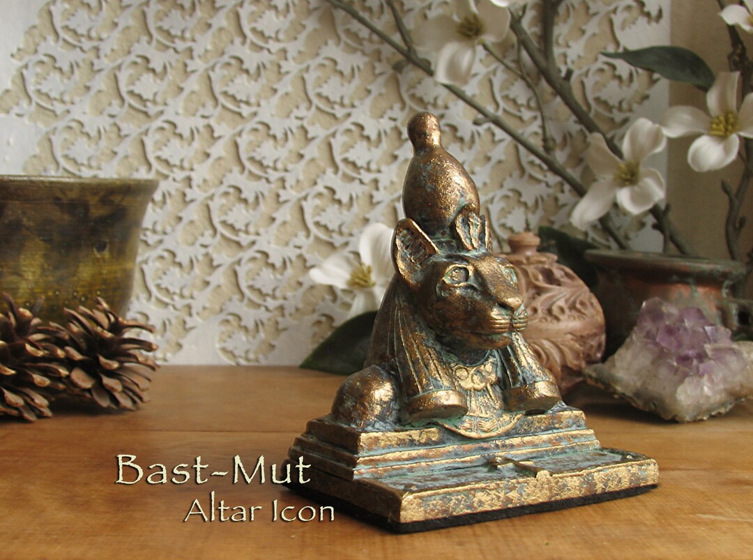 Bast-mut Altar Icon Anthropomorphic Cat Headed Statue Bast - Etsy