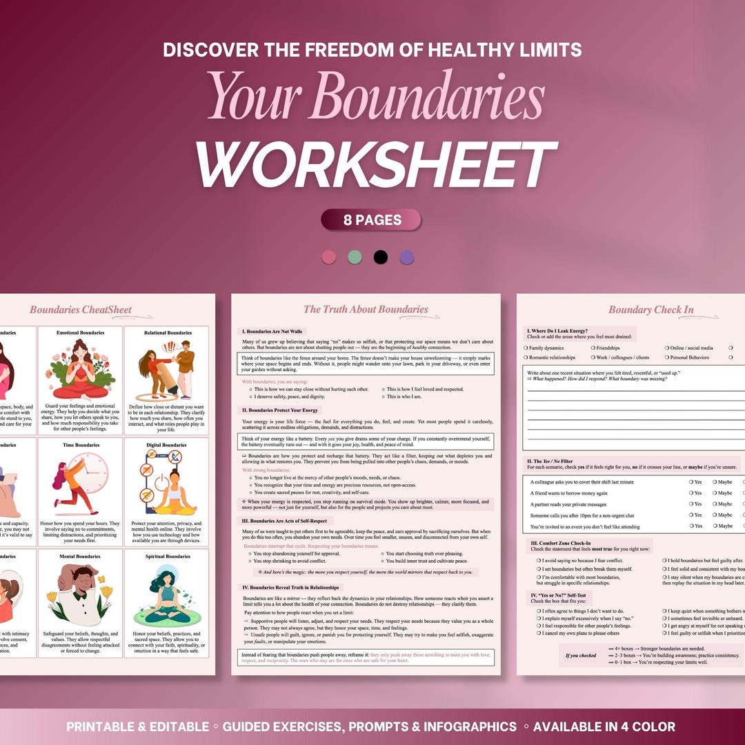 Boundaries Workbook | Stop People-pleasing, Set Limits and Assert Yourself | Editable ...