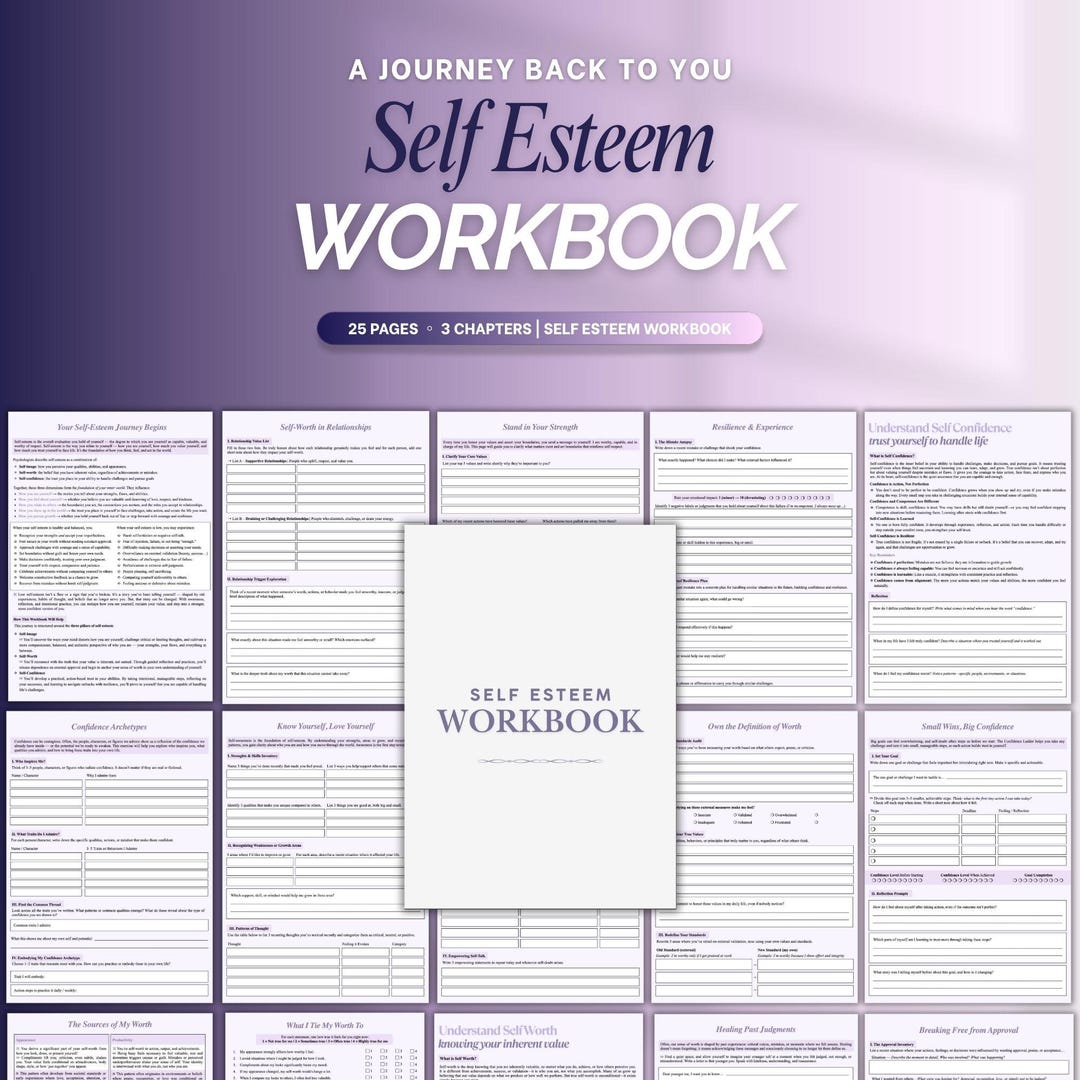 Self Esteem Workbook | Growth Mindset, Self Confidence Workbook for ...